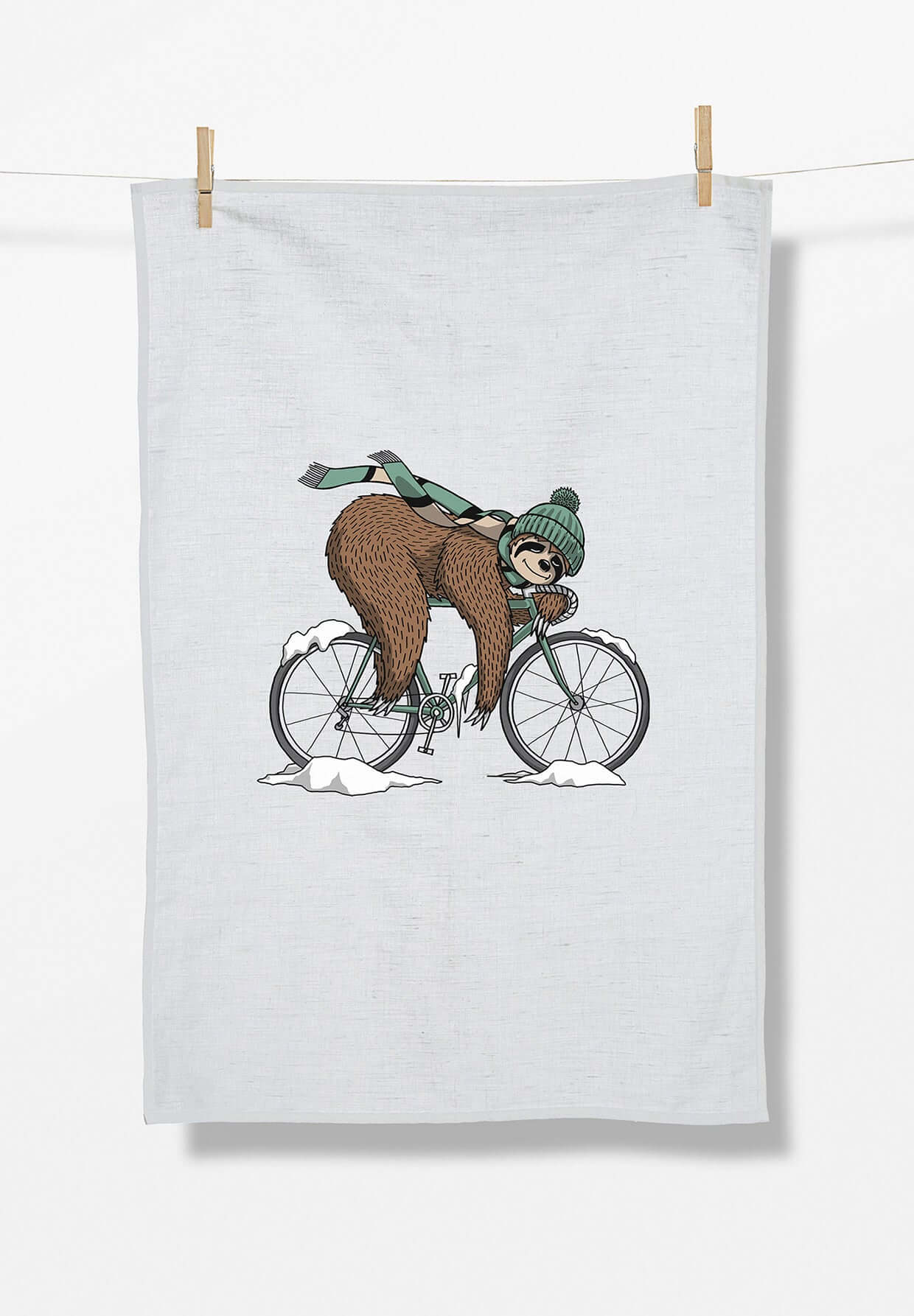 Animal Sloth Ice 3x Tea Towel - Praktisches Geschirrtuch aus Bio-Baumwolle